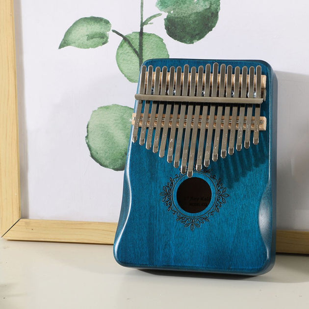 Kalimba 17 Lames Fleur Bleu Luxe | Vibrations Positives